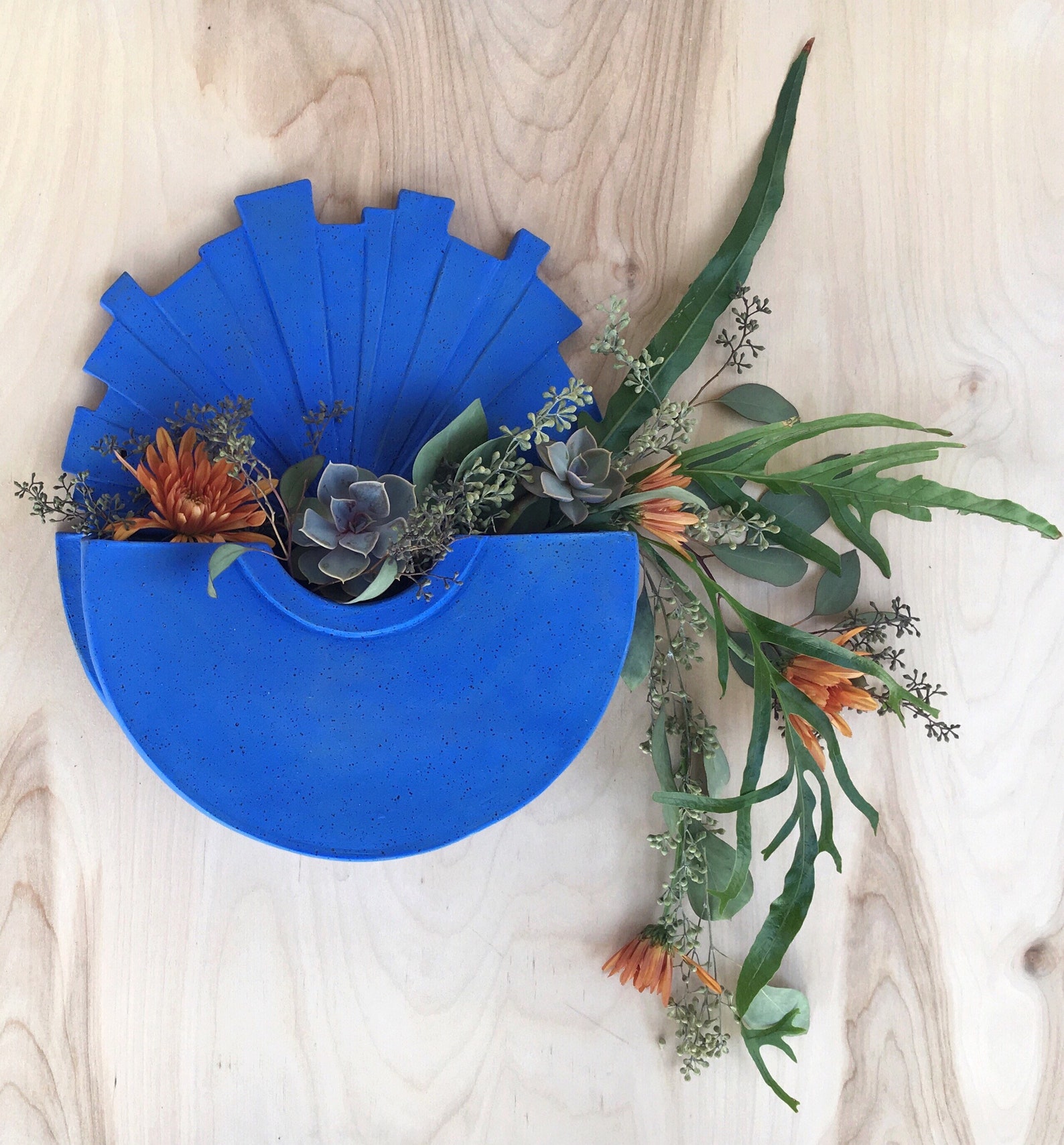 Wall Vessel Sculpture No 029 Ceramic Planter In Electric Etsy