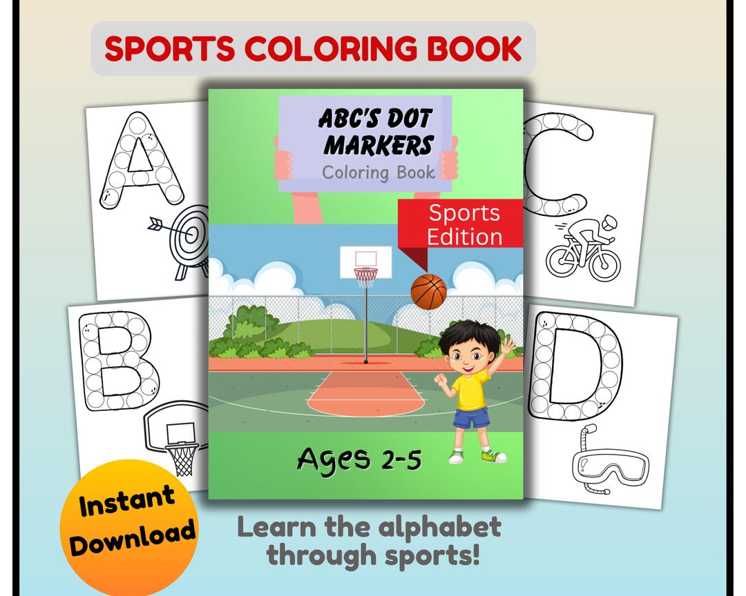Sports ABC Dot Marker Coloring Book - Etsy