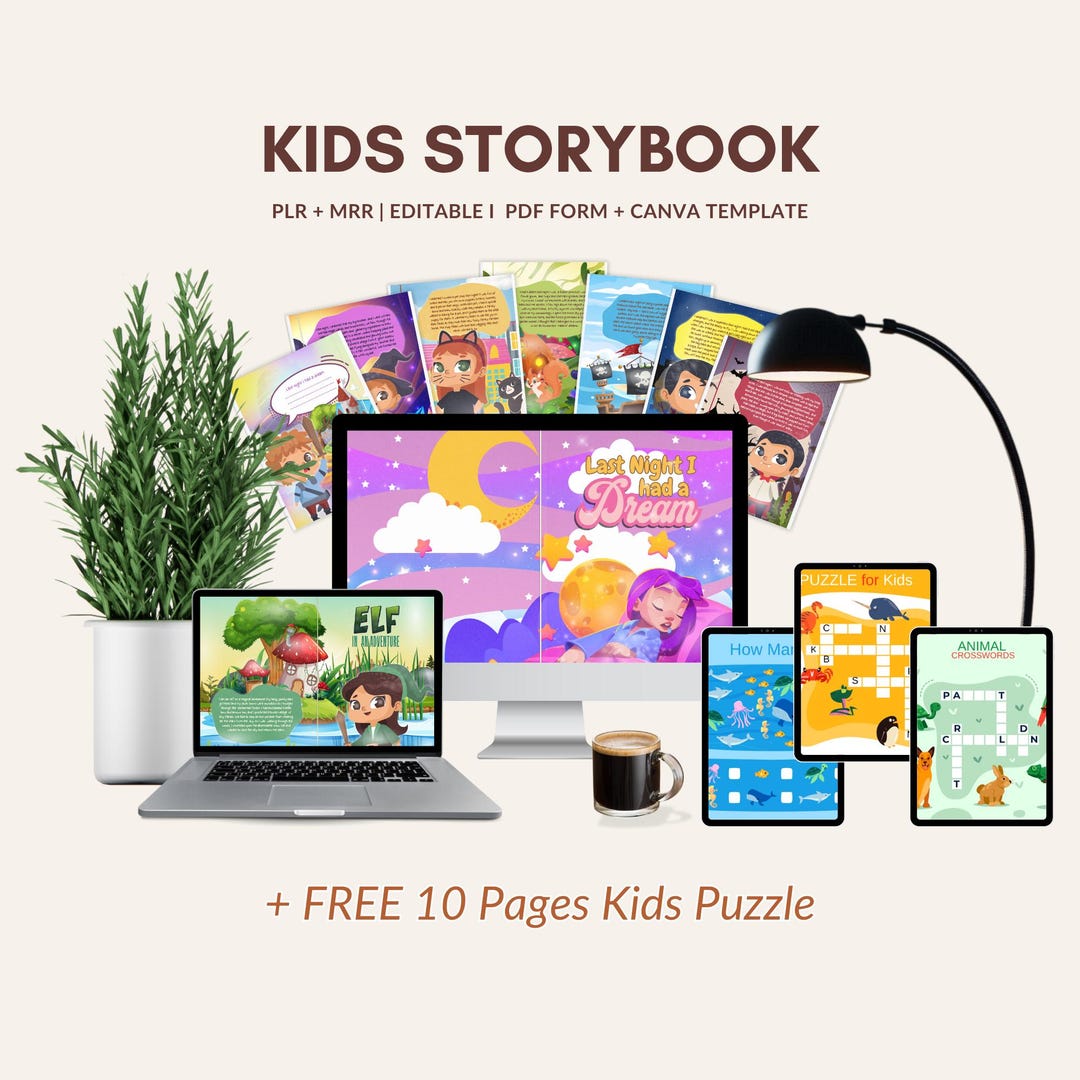 Printable Kids Storybook, Editable Canva Template, PLR Resale Rights ...