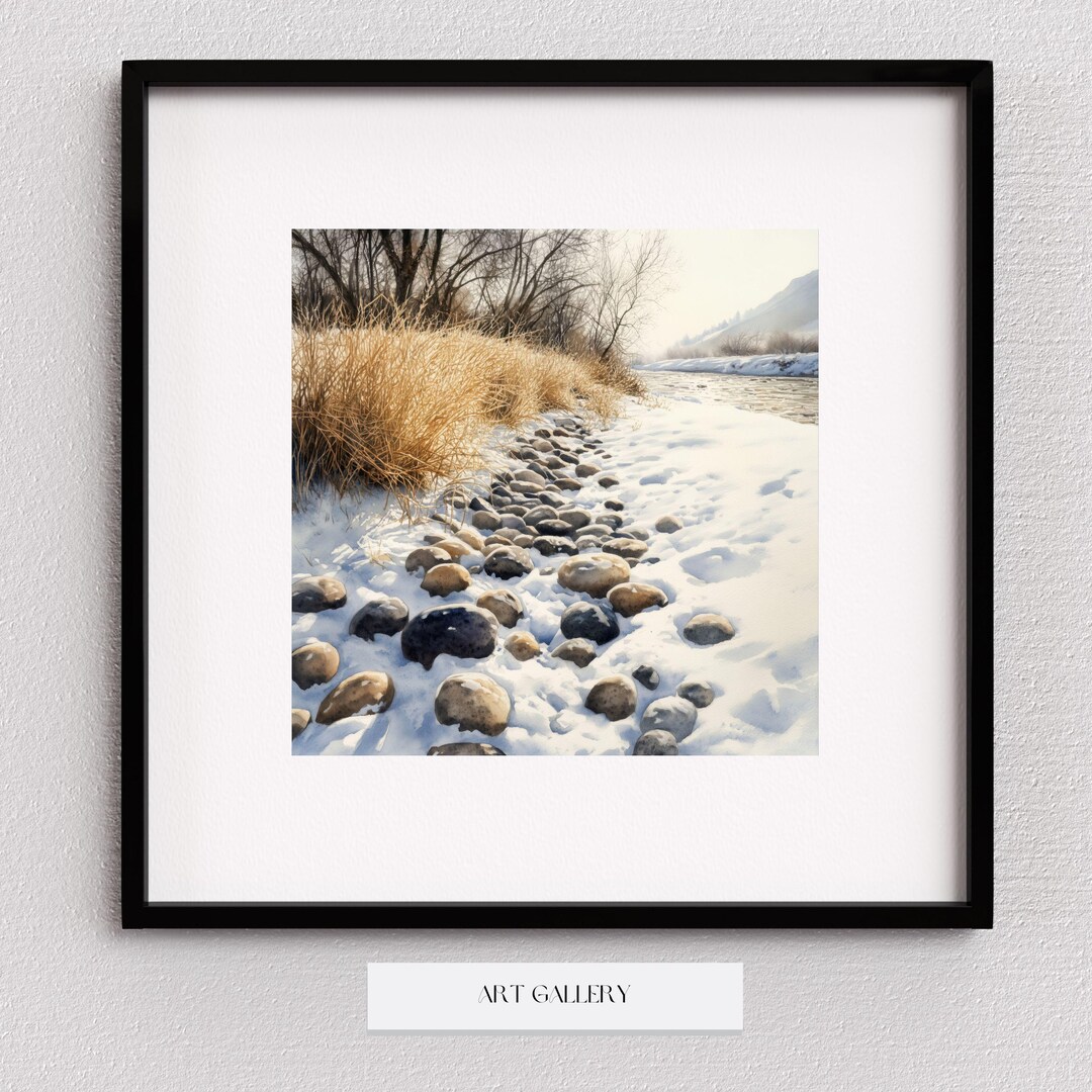 Early Spring Riverside Wall Art Print, Realistic Watercolor Style ...