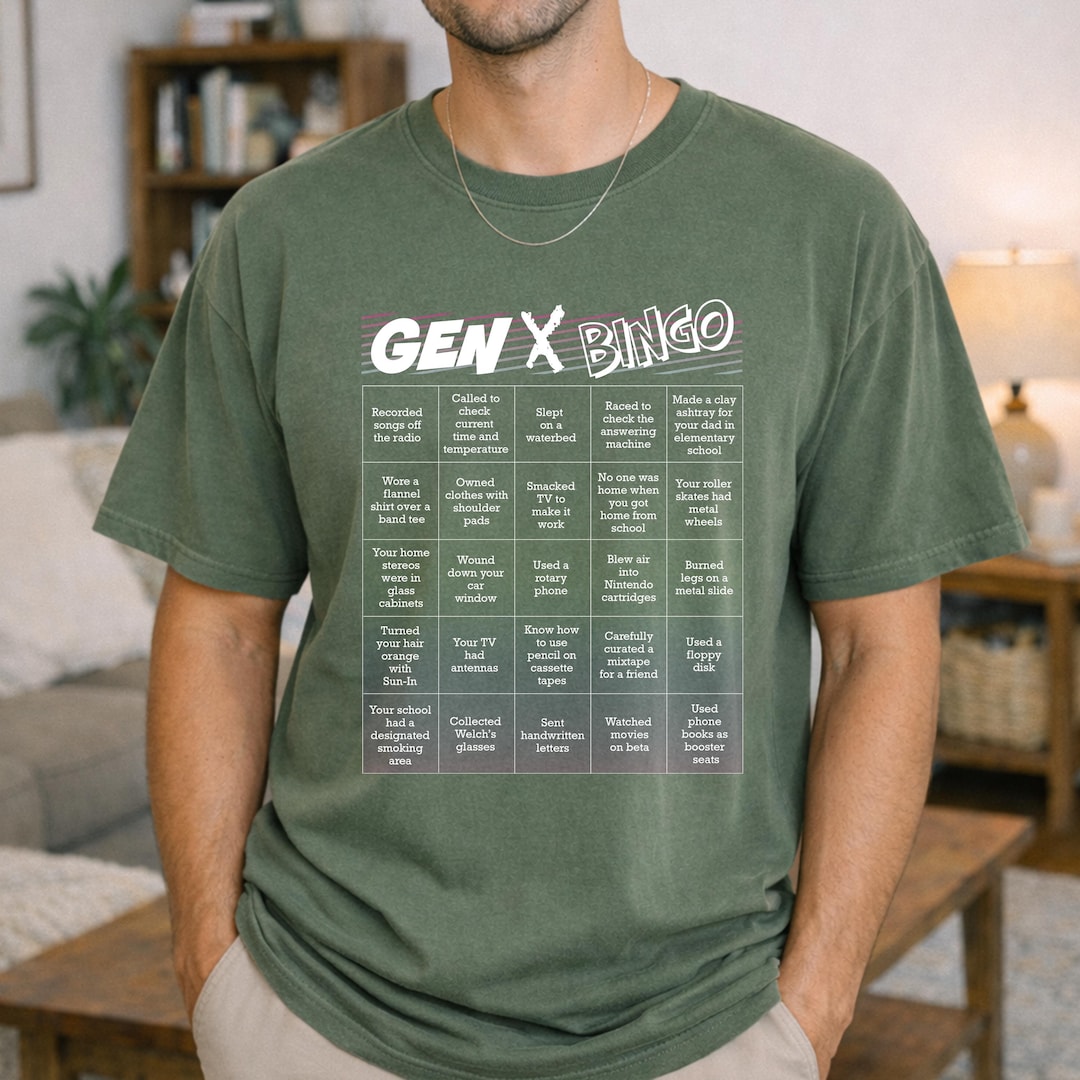 Gen X Bingo Shirt | Funny Generation X Nostalgia Tee | Retro 80s Humor ...