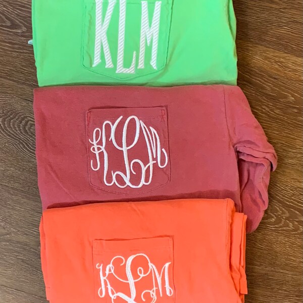 Monogram Pocket Tee - Etsy