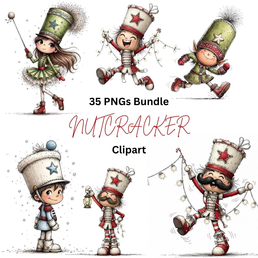 Nutcracker Clipart Bundle Christmas Decor PNG for Commercial Use (35 ...