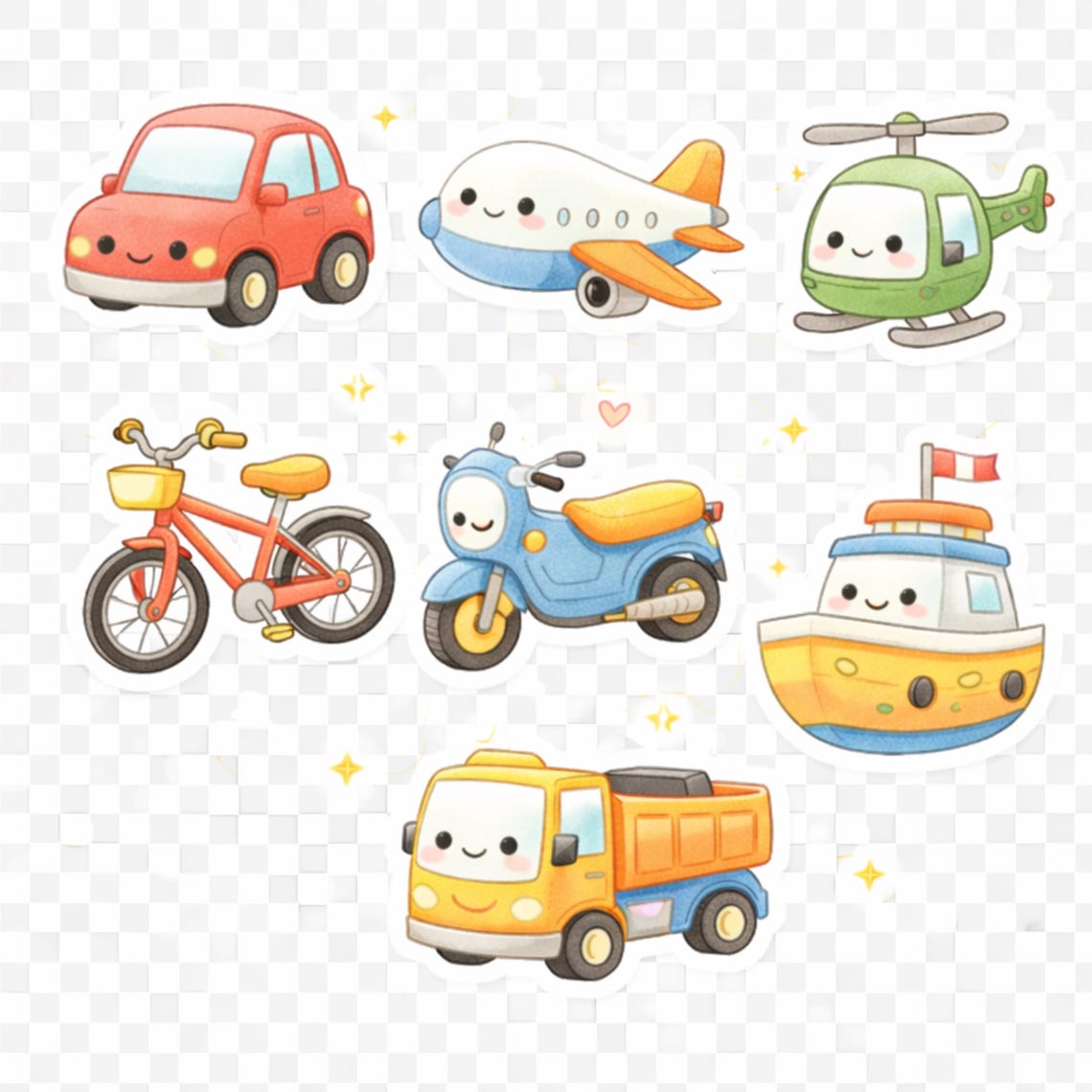 Cute Vehicle Stickers PNG, Kawaii Cars Trucks Clipart, Transportation ...