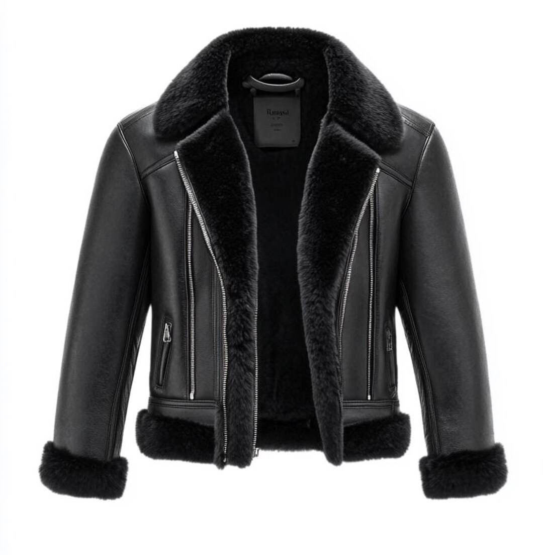Men's Genuine Fur Shearling Jacket – Real Leather Black Winterwear ...
