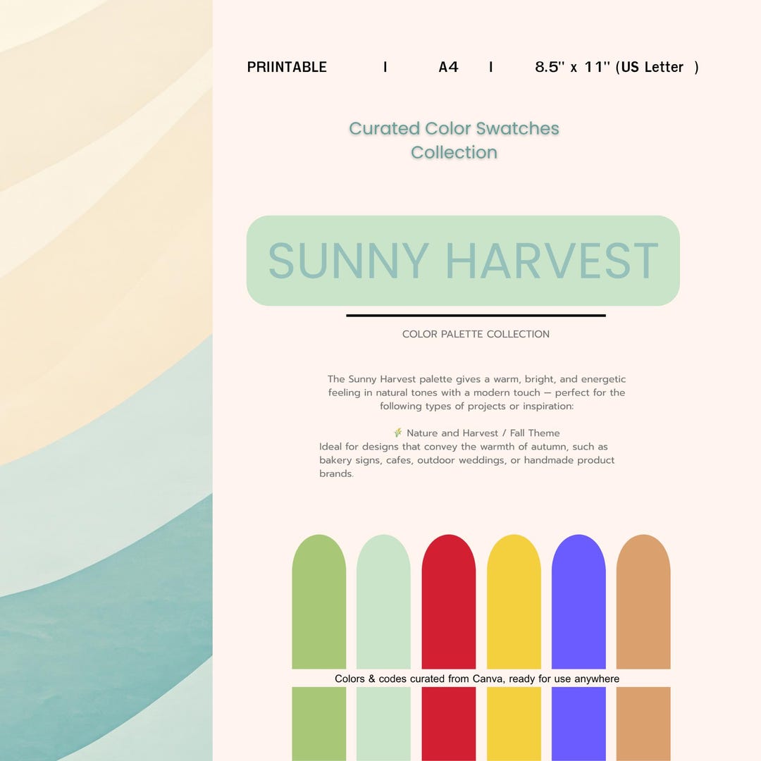 Fall Color Palette Printable, Warm Autumn HEX Codes for Branding, Canva ...