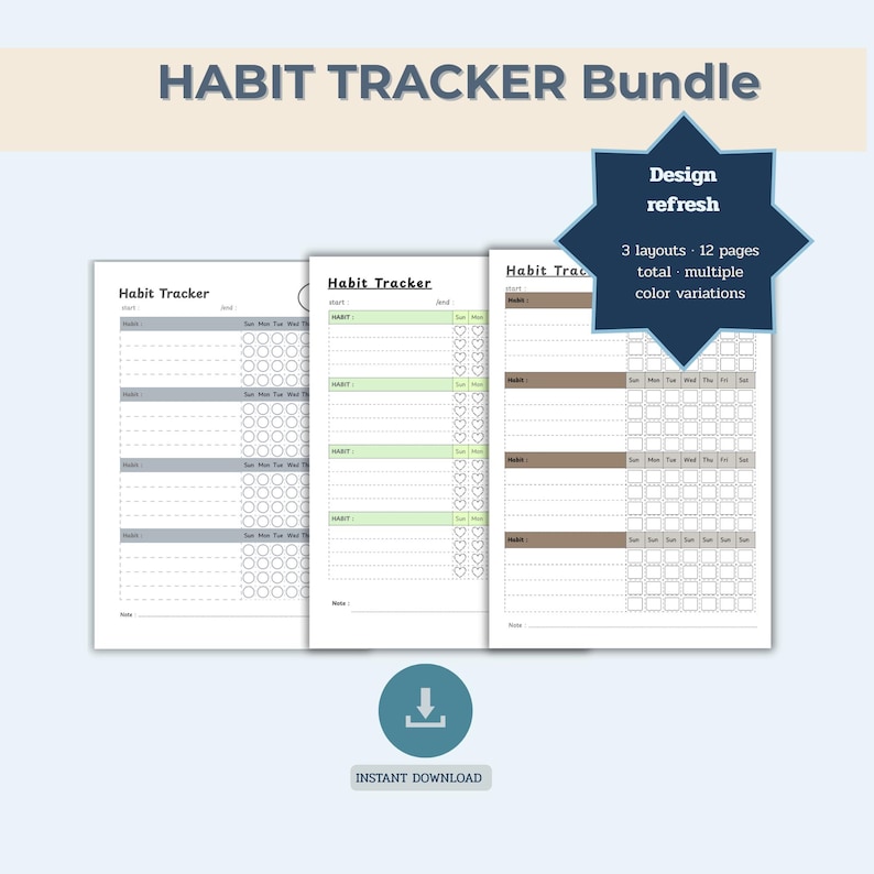 Habit Tracker Printable A4 & US Letter | Weekly Habit Tracker PDF ...