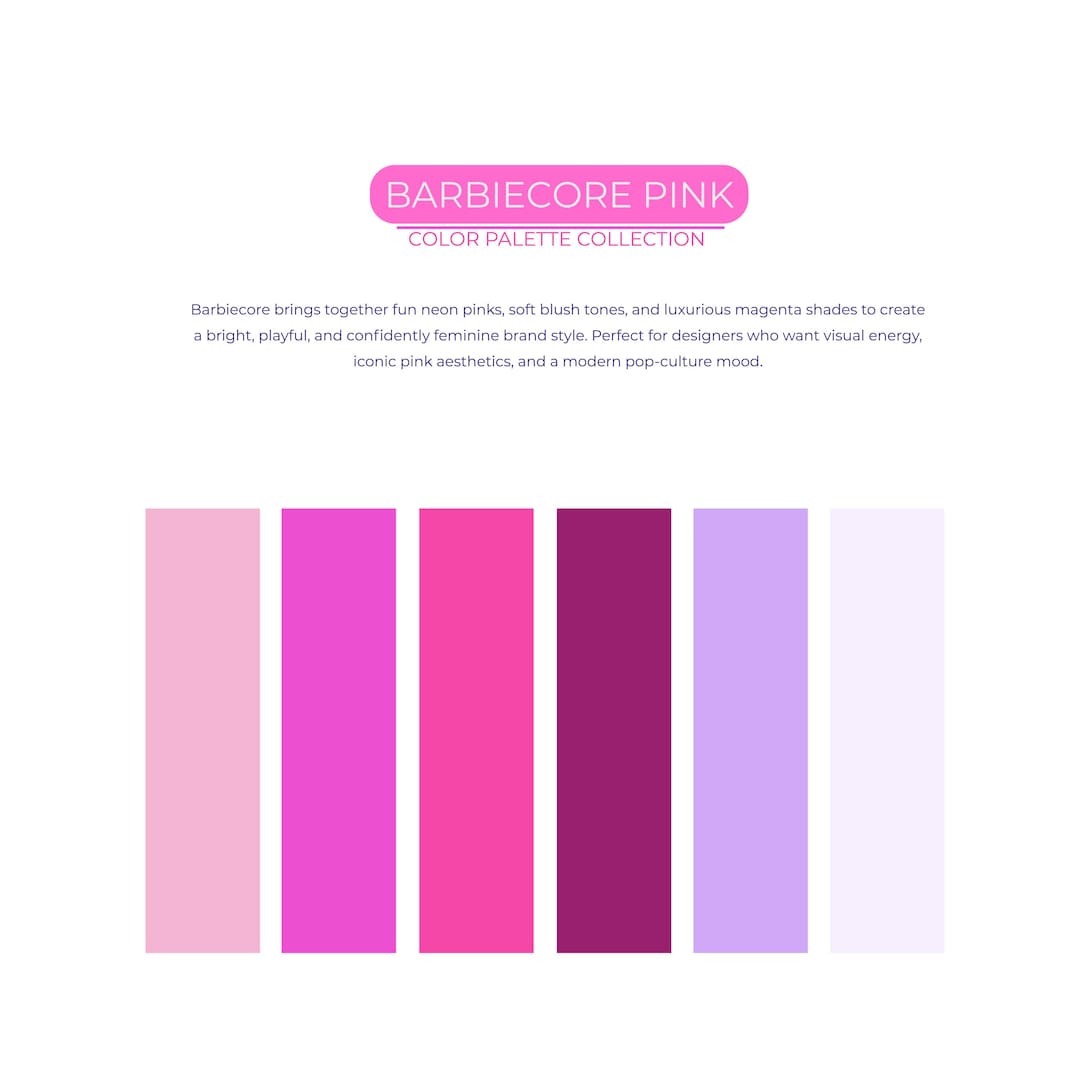 Barbie Pink Color Palette - Branding Swatches, Pastel Hot Pink Tones ...