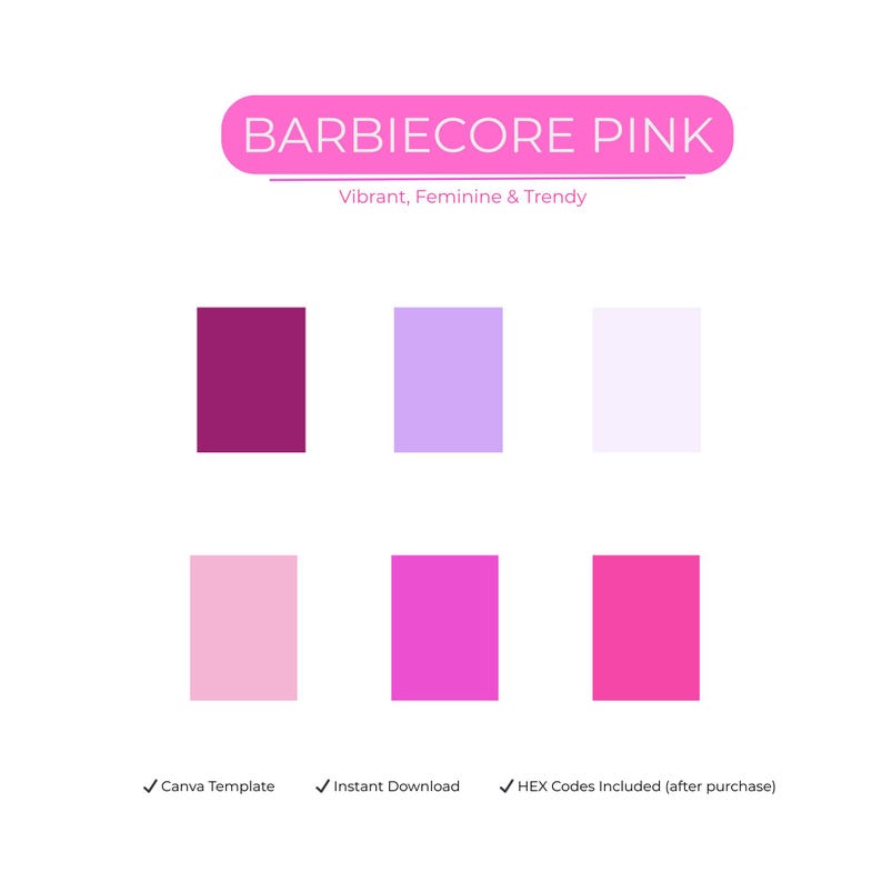 Barbiecore Color Palette – Feminine Branding Colors for Canva (PDF) - Etsy