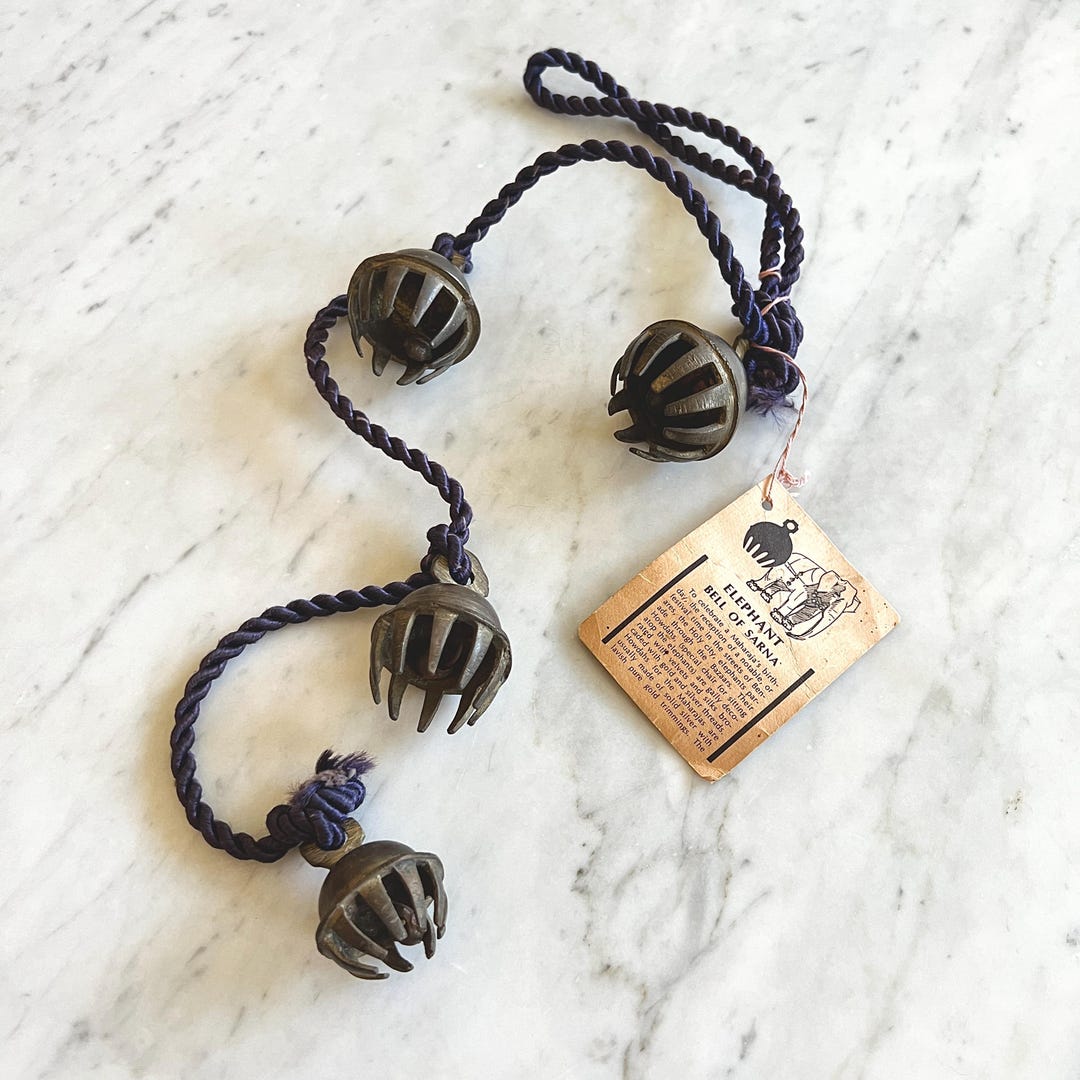 Vintage Brass Elephant Bells of Sarna | Set of 4 Bells on Original ...