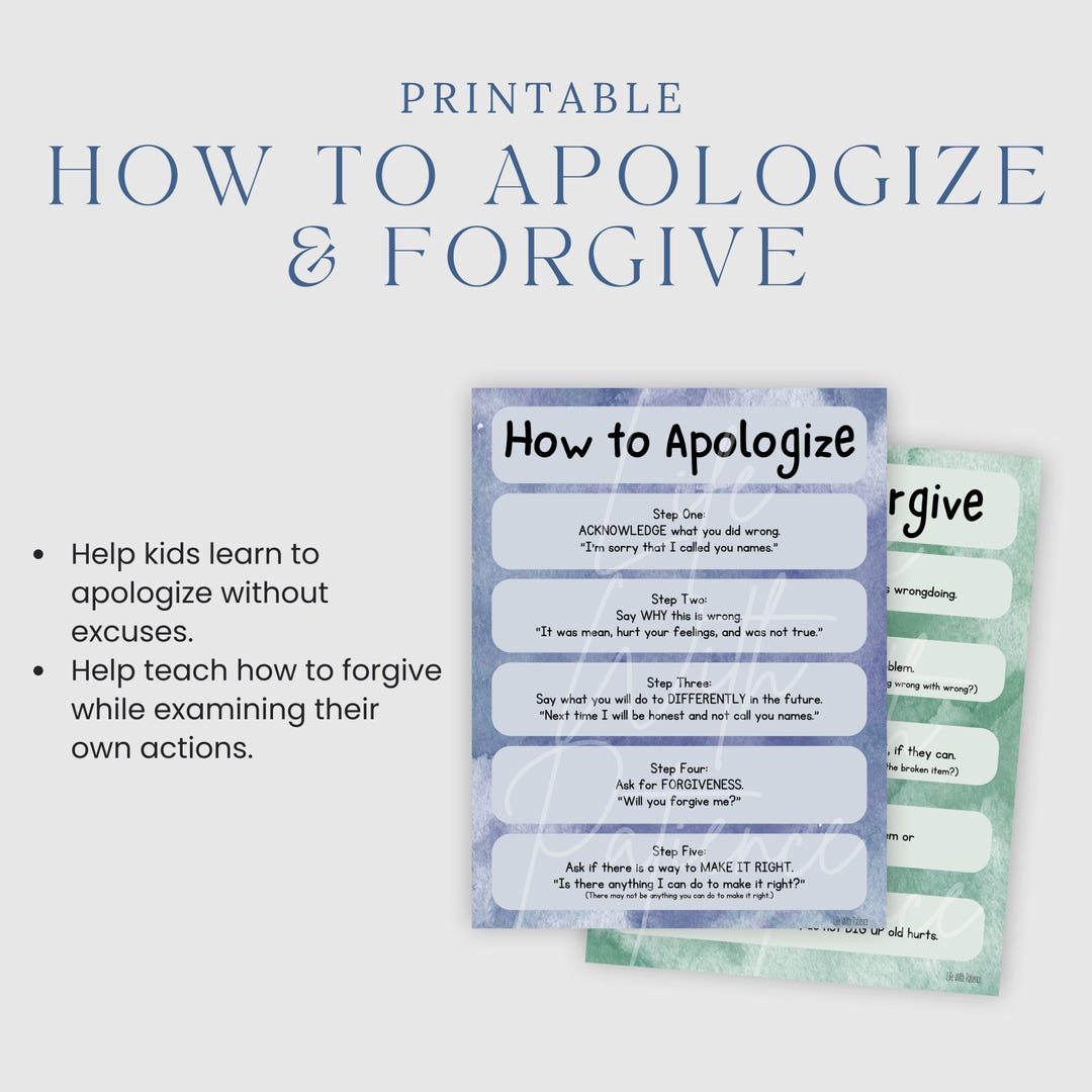 Apology & Forgiveness Posters – 5‑step Apology Guide + 4‑step ...