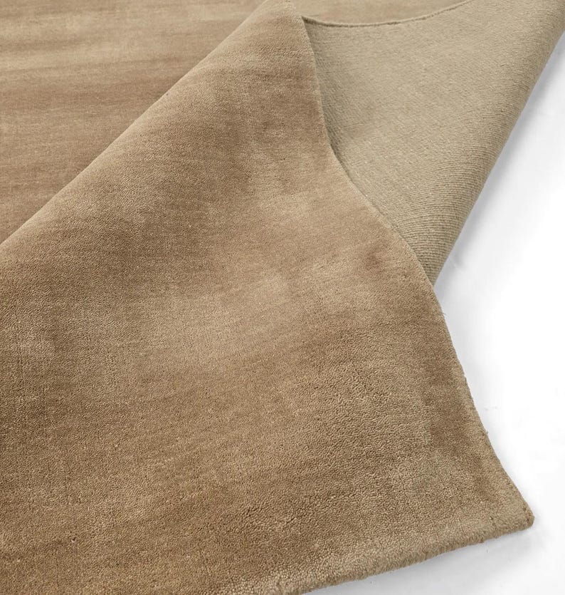 Modern Hand Loomed Camel Tan Wool Rug | Solid Tan Handloom Area Rug ...