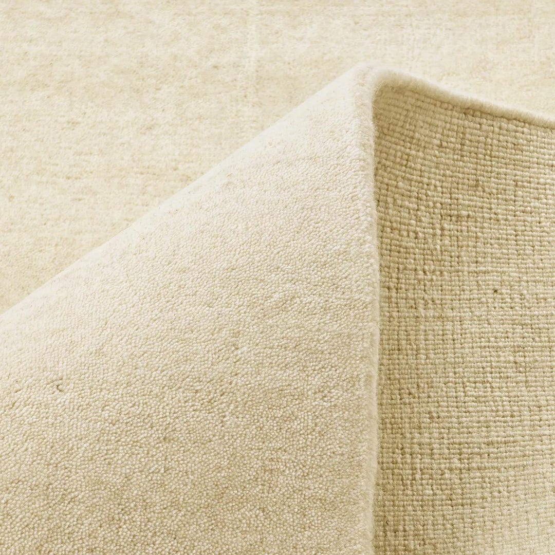Hand Loomed Solid Ivory Wool Rug | Minimalist Ivory Handloom Area Rug ...