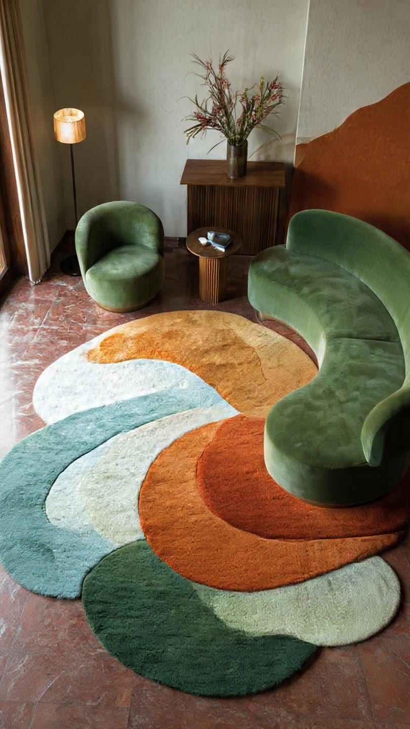 Organic Flow Multi-shape Tufted Rug | Earth Palette Irregular Modern ...