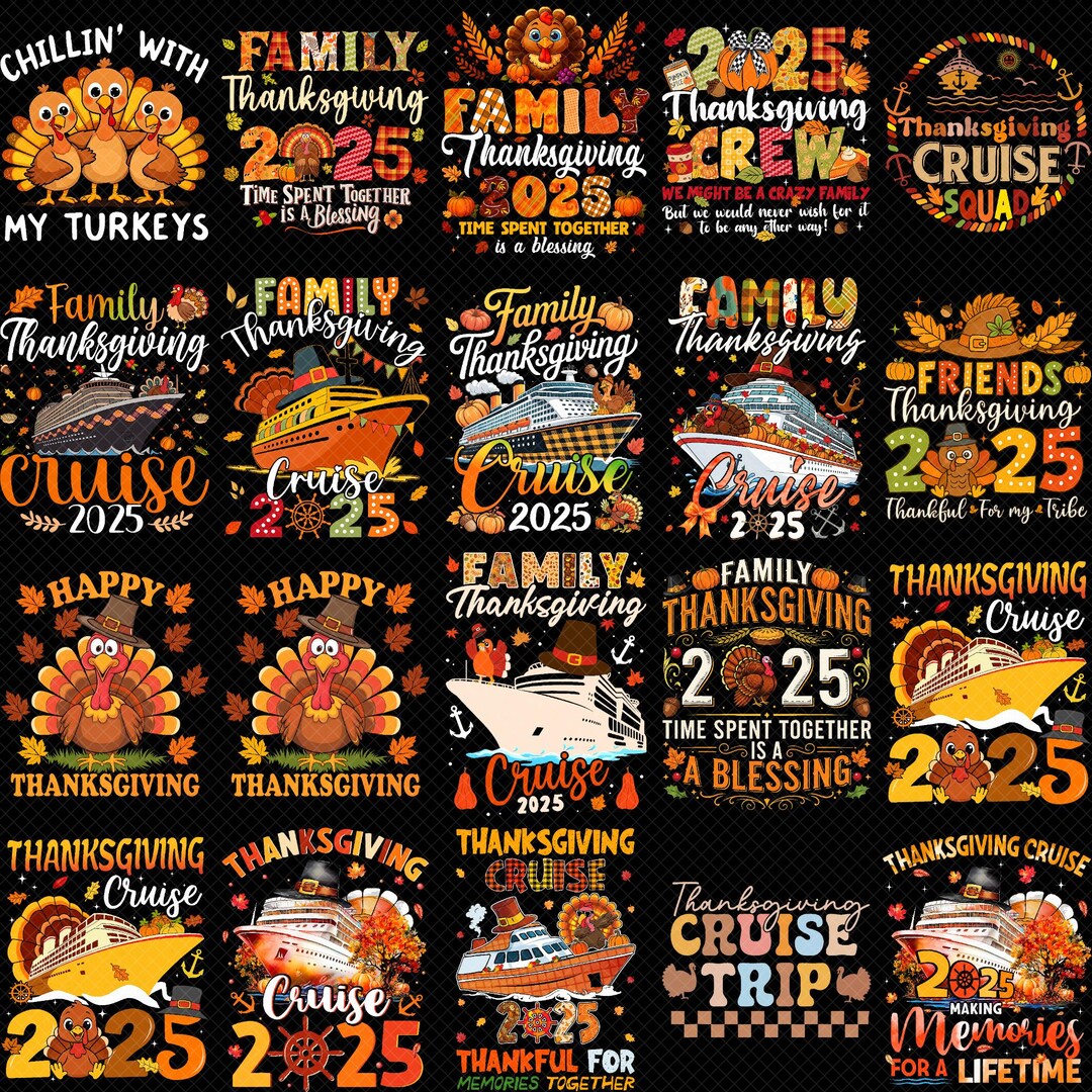 Thanksgiving Cruise 2025 PNG Bundle, Family Turkey Designs, Cruise ...