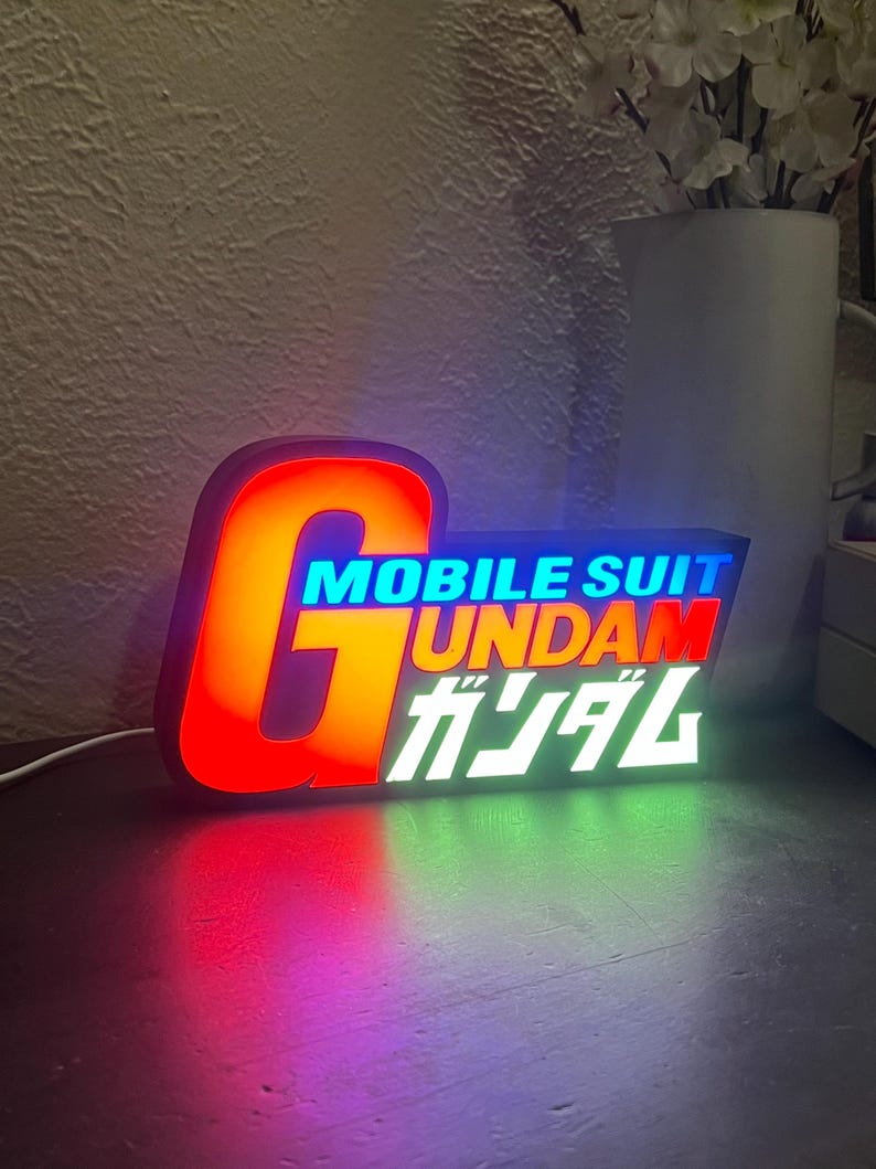 Retro Mecha Logo Light Box – Anime Robot LED Desk Lamp – Gaming Room ...