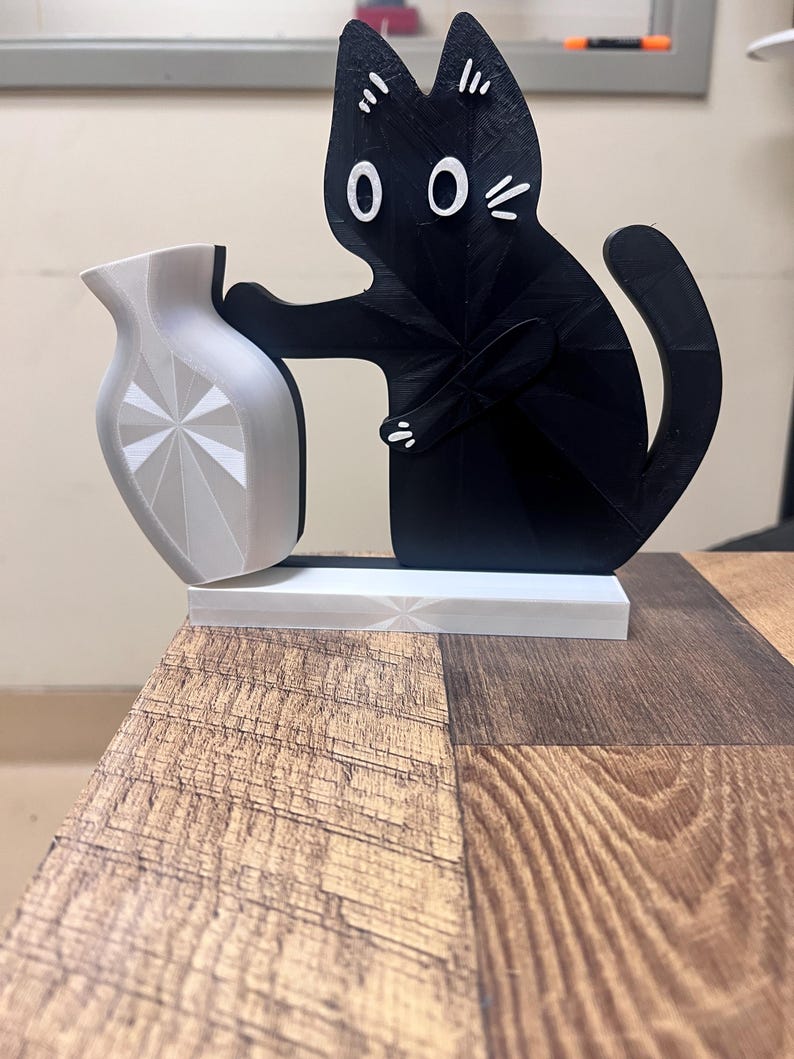 Cat Desk Organizer – Whimsical Cat Pen & Flower Holder – Cute Desk ...
