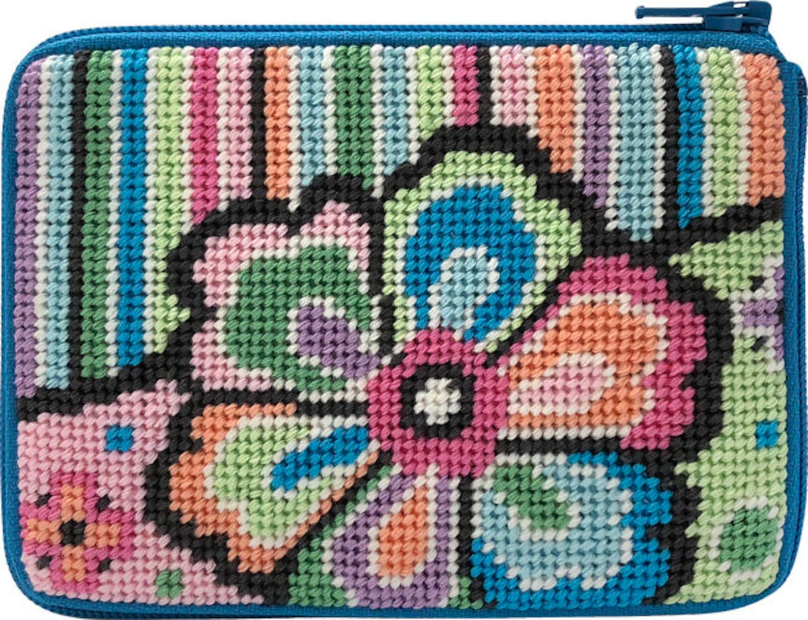 Stitch & Zip Needlepoint Coin Purse Kits-variety of Designs-floral III ...