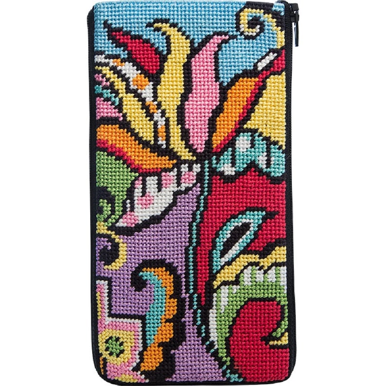 Stitch & Zip Needlepoint Eyeglass Case Kits-variety of Styles-floral II ...