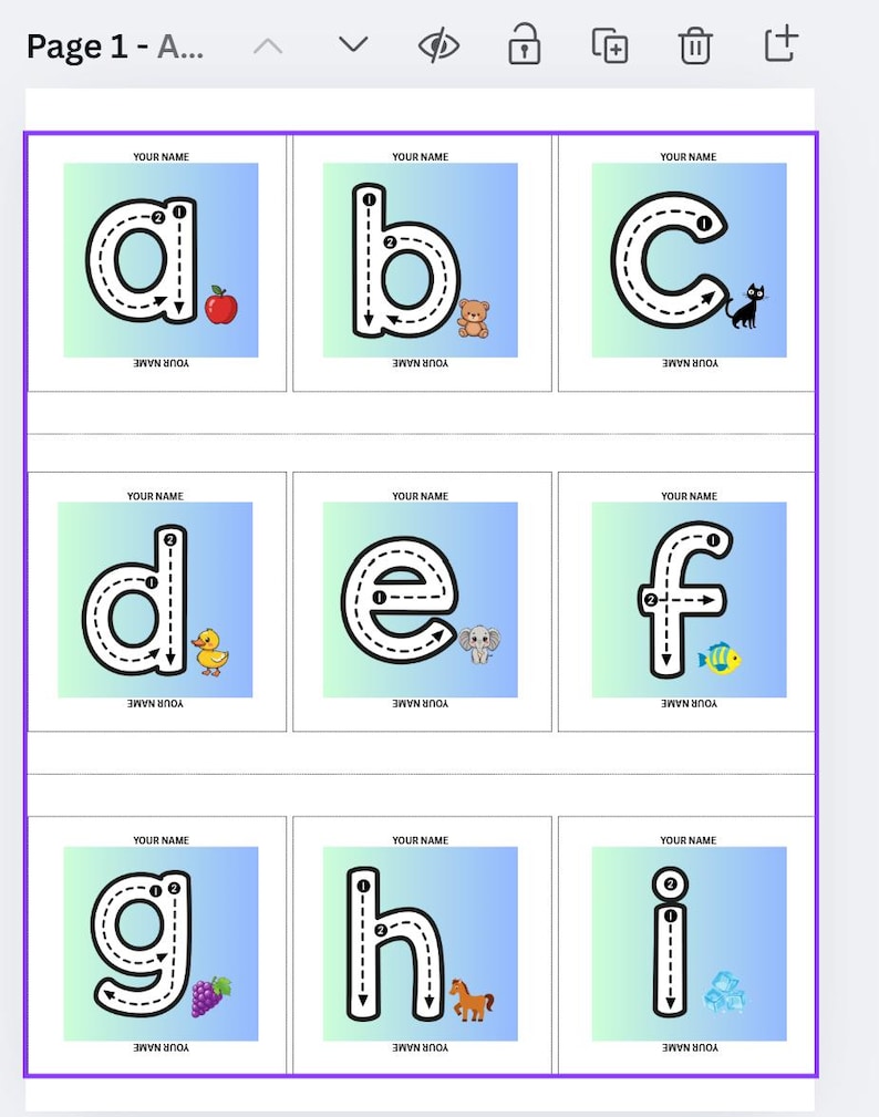 Traceable Lowercase Alphabet ~ Canva Templates & Google Docs (2x2 and 2 ...