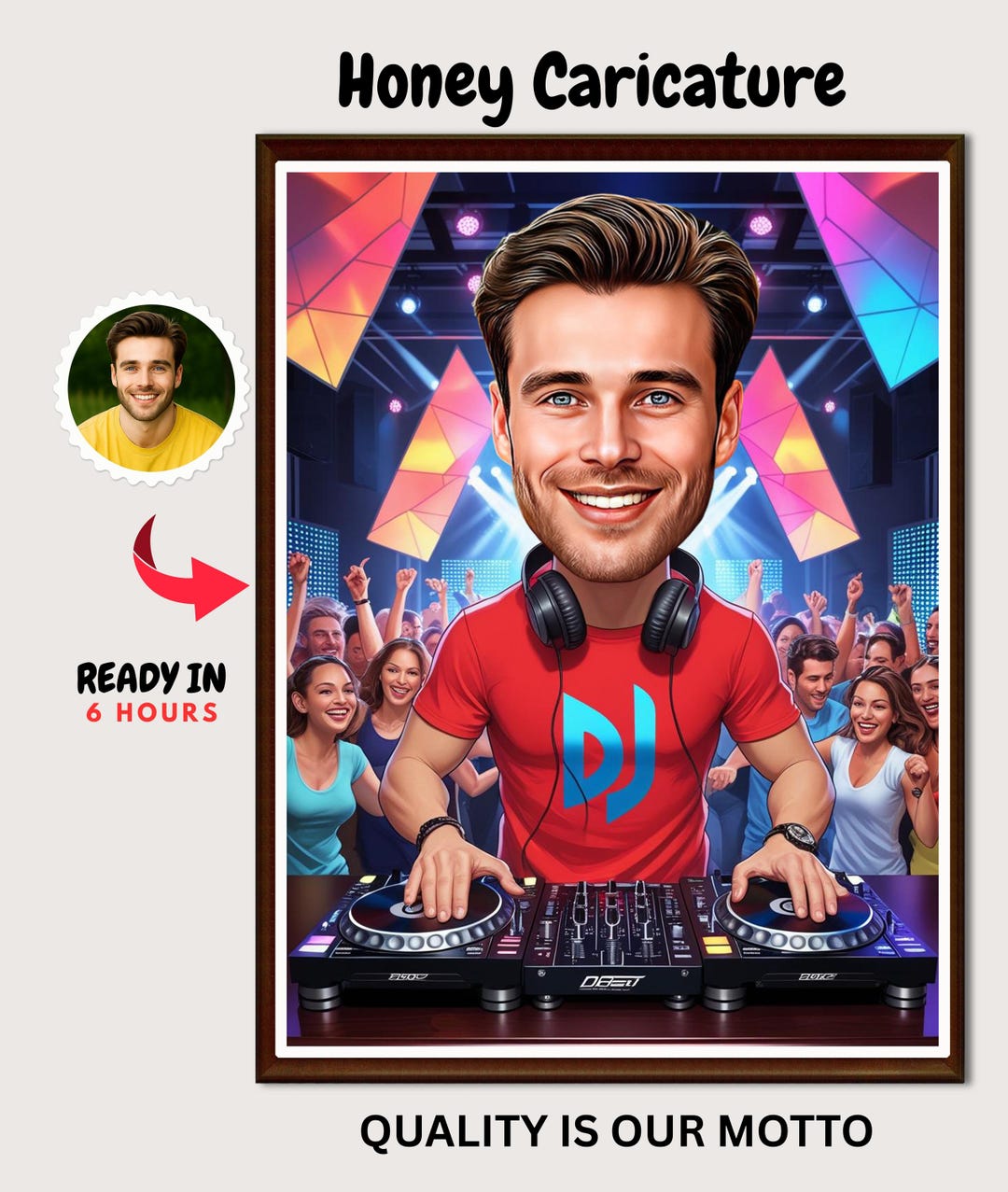 Personalisierte DJ Karikatur Portrait | Benutzerdefinierte Cartoon DJ ...