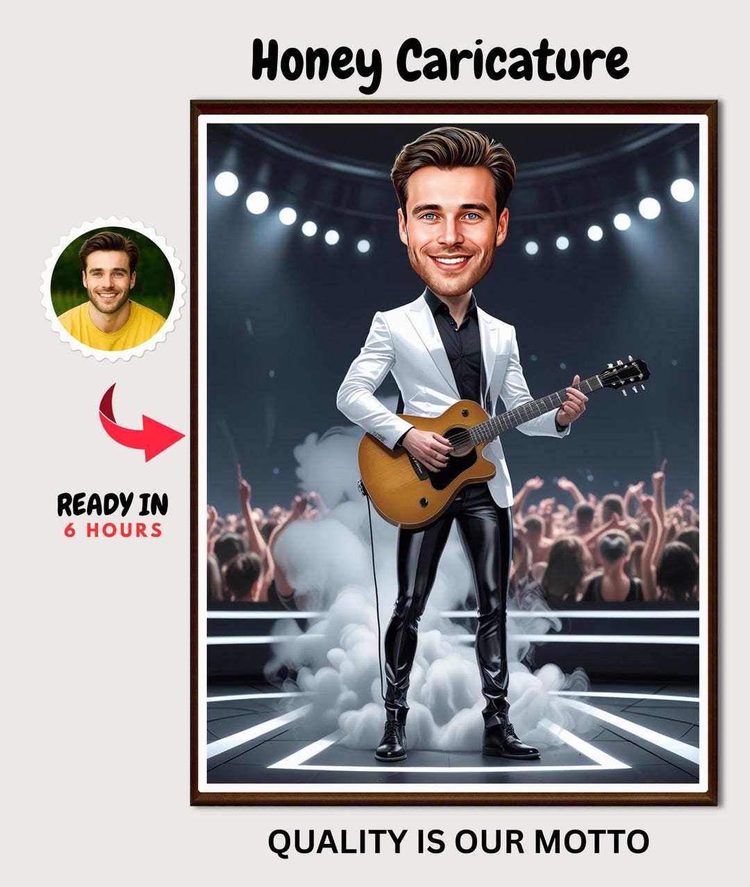 Live Guitarist Caricature Portrait | Custom Cartoon Rock Musician ...