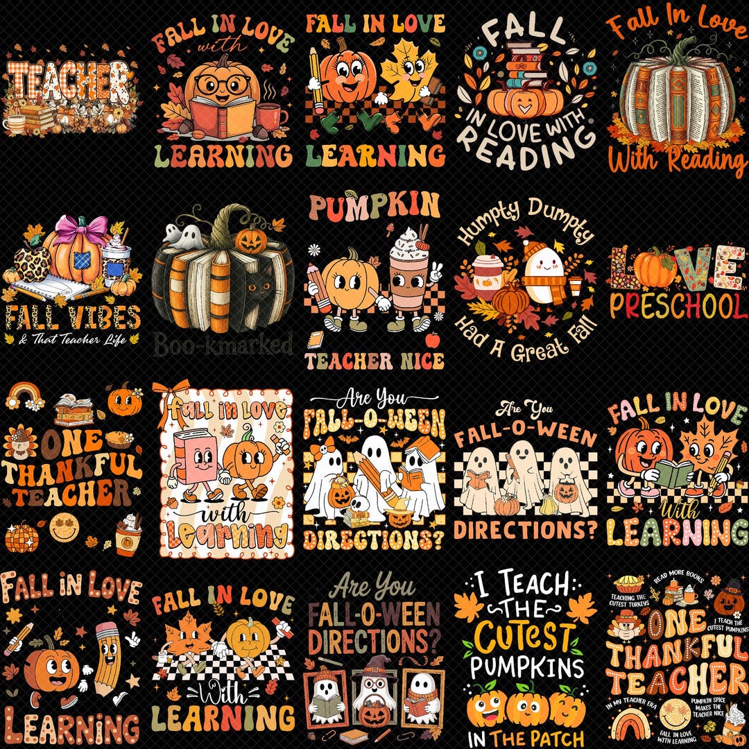 Teacher Fall PNG Bundle, Fall in Love With Learning, Pumpkin Teacher ...