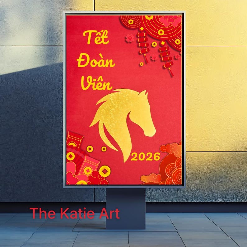 Vietnamese Tet Poster: Cranes Bring Spring, Asian New Year (A3 Print ...