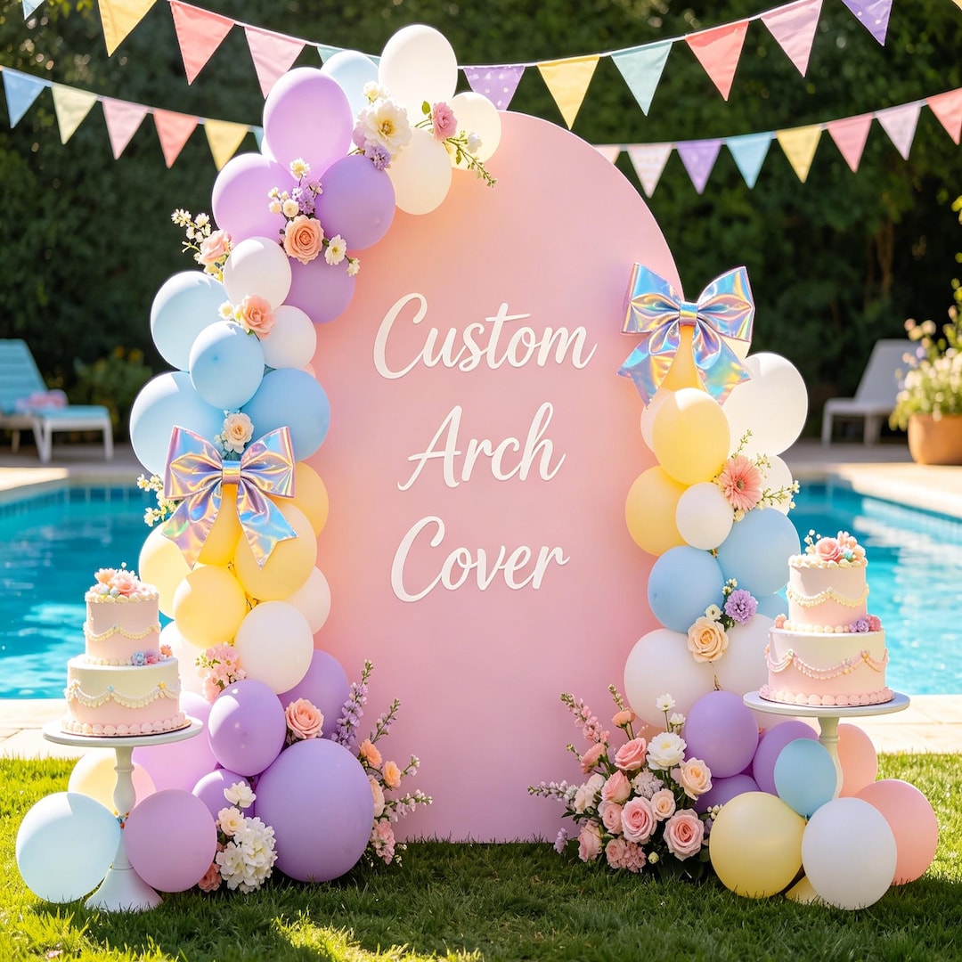 Custom Arch Cover, Personalized Backdrop With Photo Name Text, Wedding ...