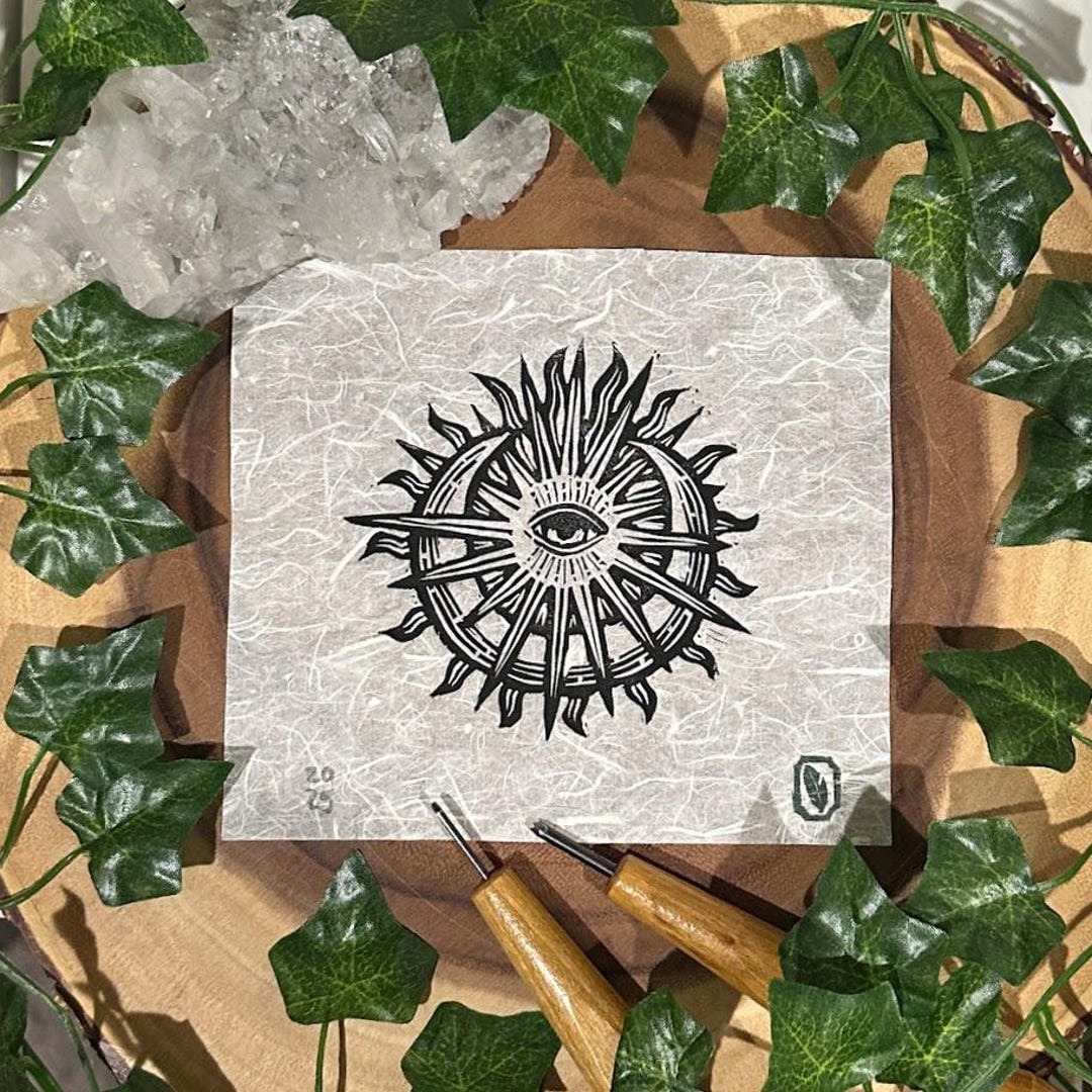 Sun & Moon Linocut Print - Etsy