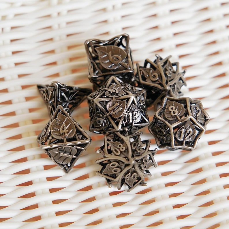 Metal Maple Leaf Dice Set, Hollow Brass D&D Role Playing Game - Etsy