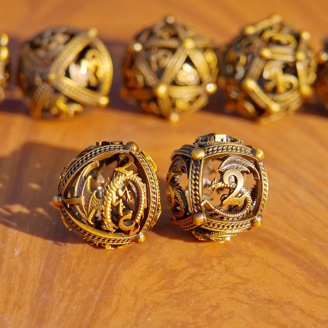 3D Round Hollow Dragon Ball Metal Dice Set, Suitable for Dungeons ...