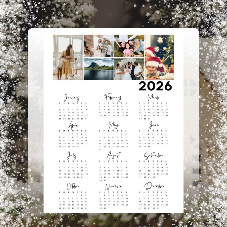2026 Photo Calendar Template | Custom Photo Calendar | Printable Desk ...