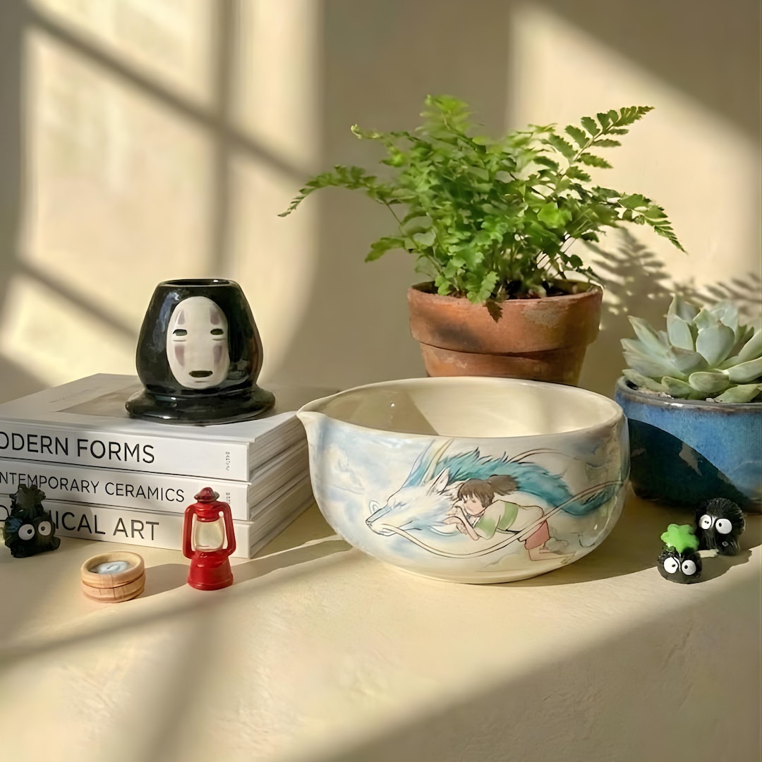 Spirited Away Tea Set: Haku Dragon Matcha Bowl & No Face Whisk Stand - Etsy