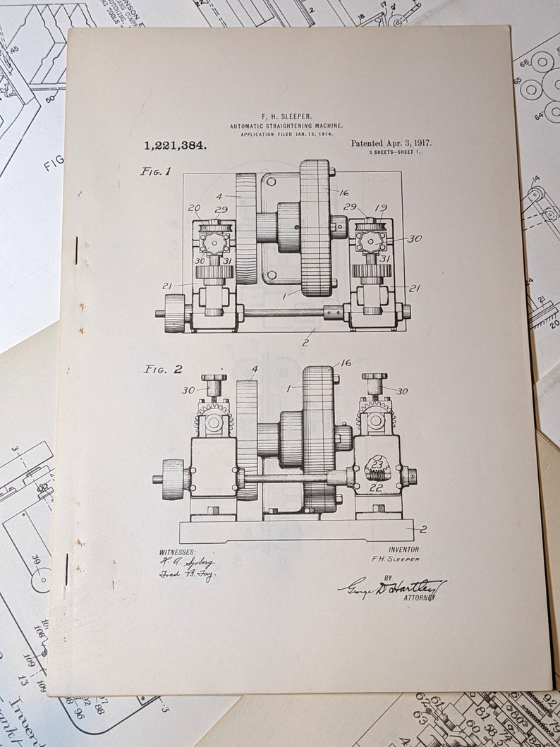 3 Random Patent Office Prints Mechanical Patents for Metal Working ...