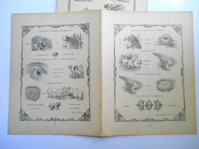 10 Pages 1899 Bible Symbols Sunday School Victorian Picture Book - Etsy