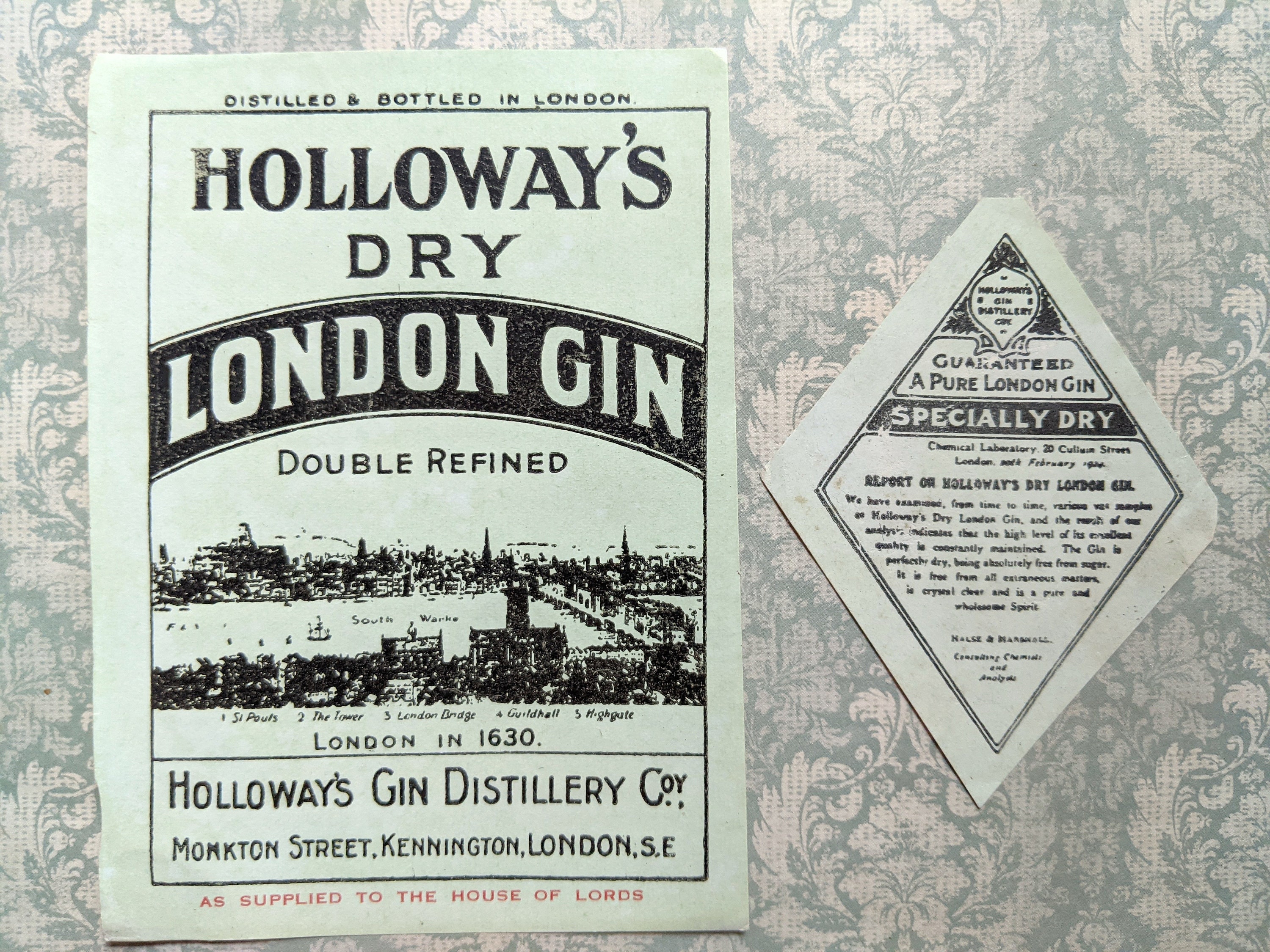 1900s to 1930s Original Unused Gin Labels Gordon & Company Holloways ...