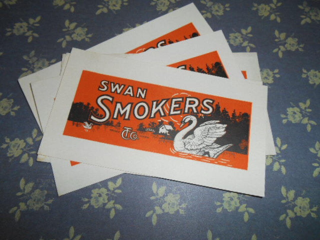 3 Swan Smokers 1920s Lithograph Cigar Labels Nail Tag Central Tobacco ...