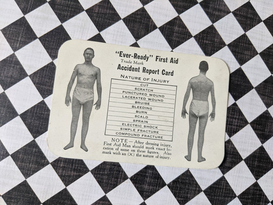 1940s 1950s Mining Ever Ready First Aid Accident Report Card Mine ...