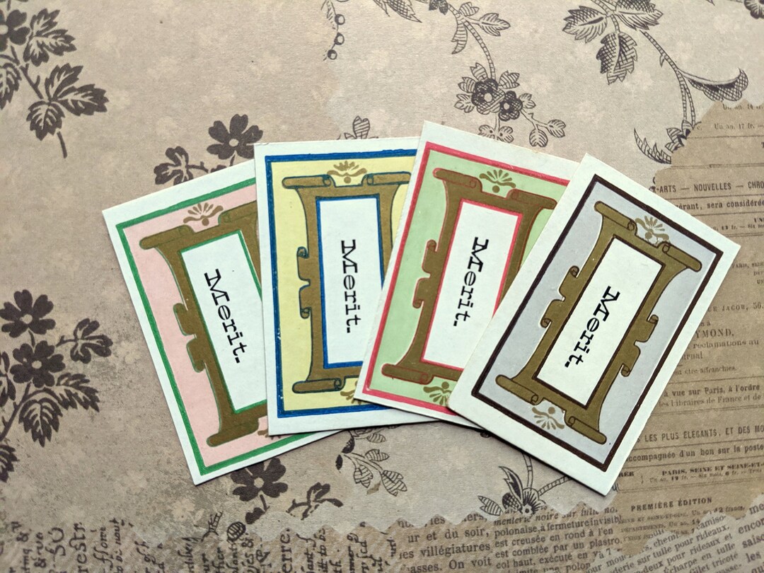 4 Victorian Edwardian Reward of Merit Trade Cards - Etsy