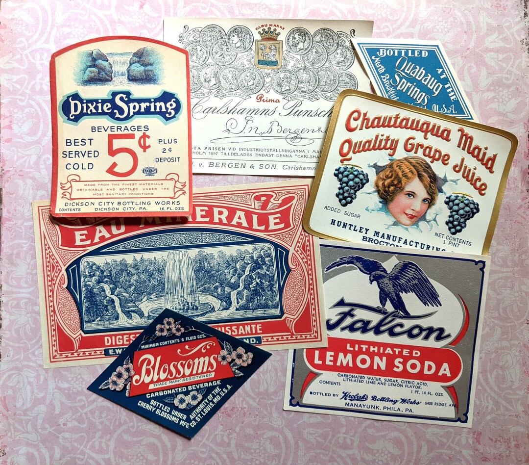 1900s to 1930s Soda Juice Water Beverage Drink Labels Red White Blue - Etsy