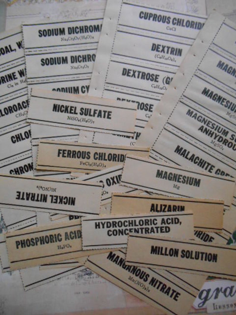 10 Vintage Chemistry Chemical Lab Labels - Etsy
