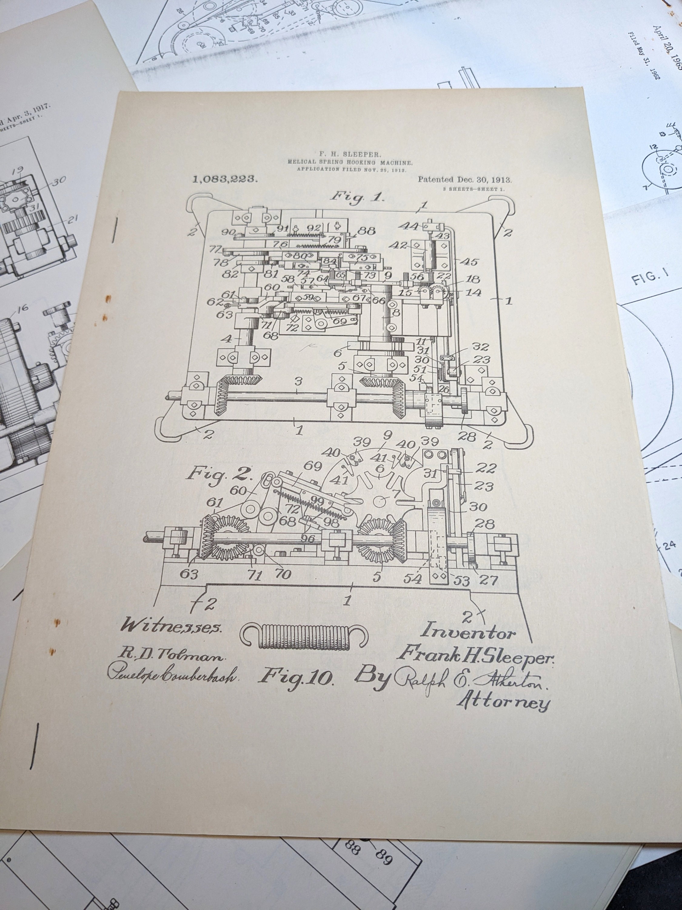 3 Random Patent Office Prints Mechanical Patents for Metal Working ...
