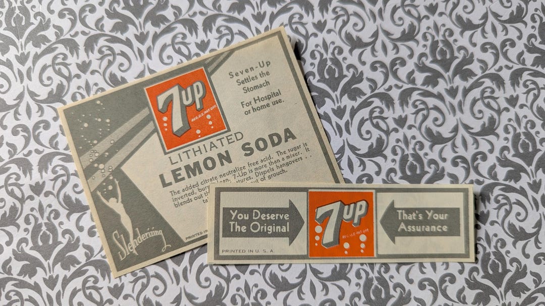 1930s 7 up Lithiated Lemon Soda Labels - Etsy
