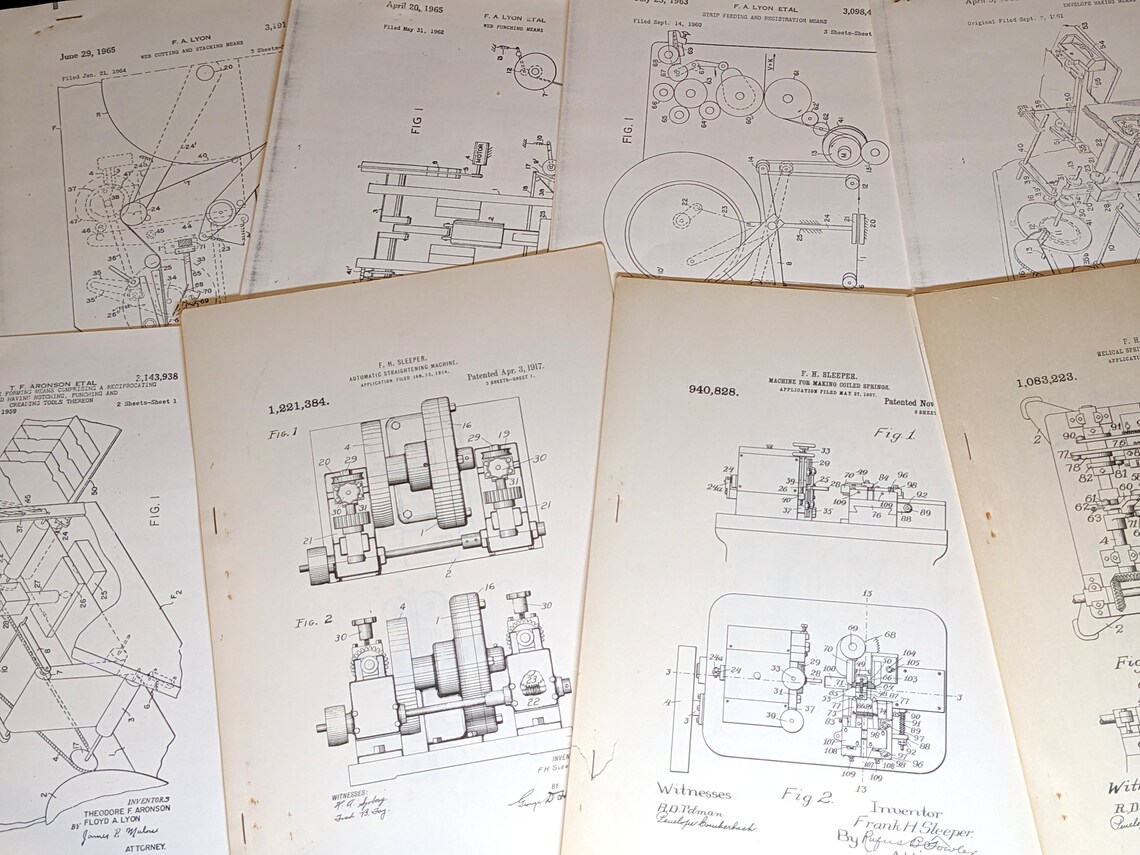 3 Random Patent Office Prints Mechanical Patents for Metal Working ...