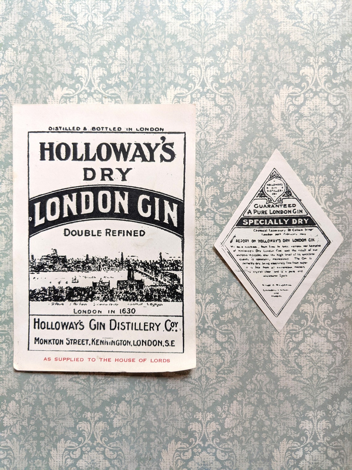 1900s to 1930s Original Unused Gin Labels Gordon & Company Holloways ...