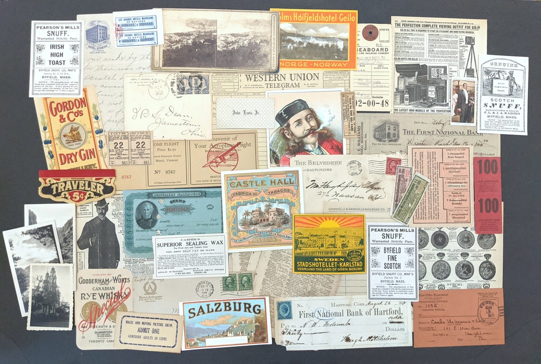 46 Piece Victorian Edwardian Dandy Photographer Travel Ephemera Scrap ...