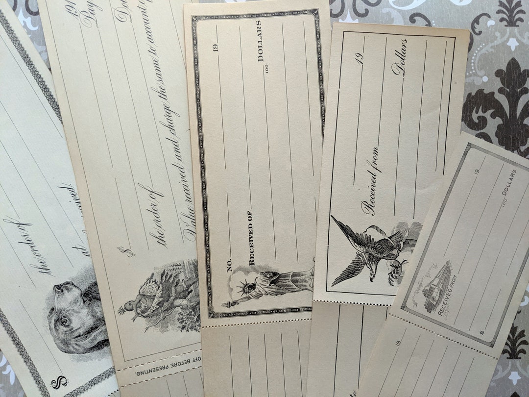 5 Edwardian and Victorian Ornate Blank Receipts Checks Junk Journal ...
