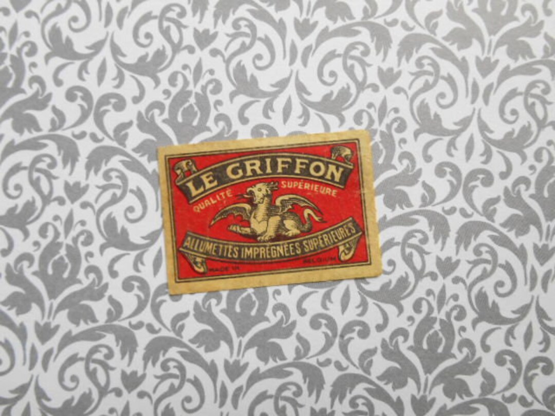Antique 1900s Griffon Belgium Matchbox Label - Etsy