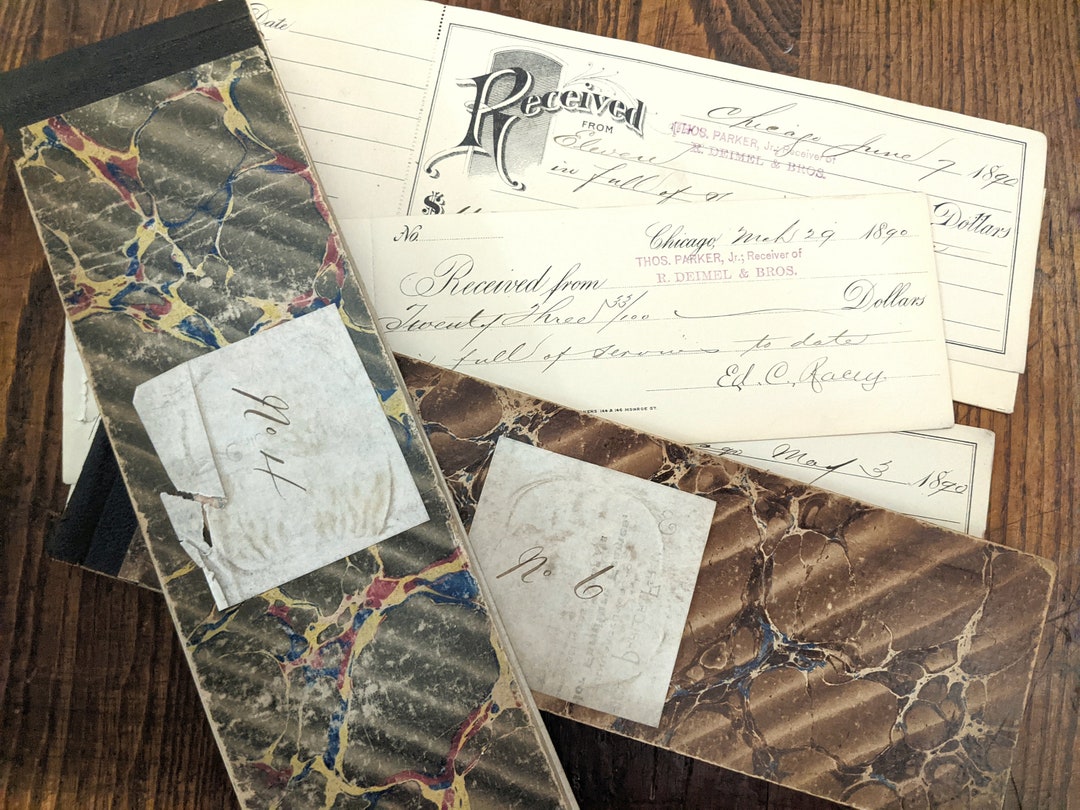 4 Victorian Used Business Receipts Checks Hand Signed Junk Journal ...